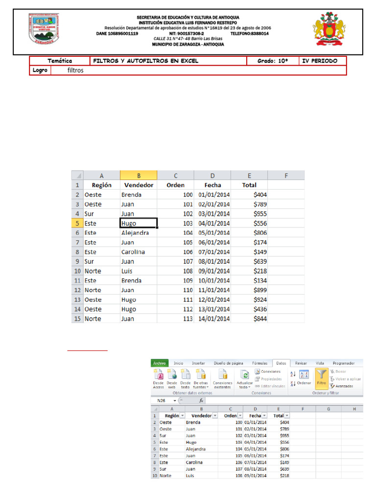 Filtros y Autofiltros en Excel: Guía Práctica | PDF | Microsoft Excel ...
