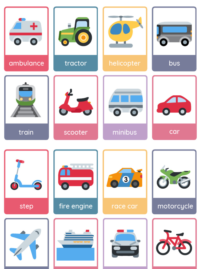Fun Vehicles Flashcards | PDF