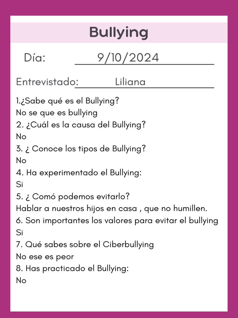 Pink Interview Record Worksheet | PDF