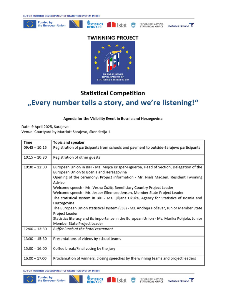 Statistical Competition Event Agenda | PDF