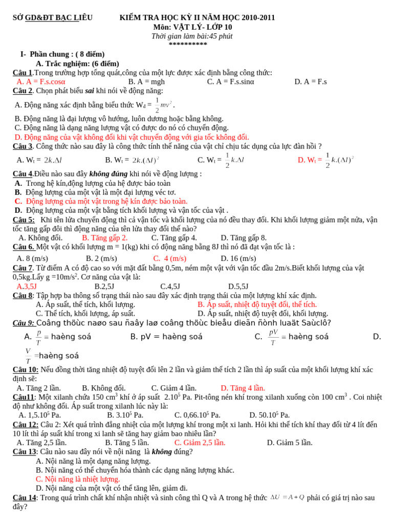 de thi hk2 li 10hay co dap an | PDF