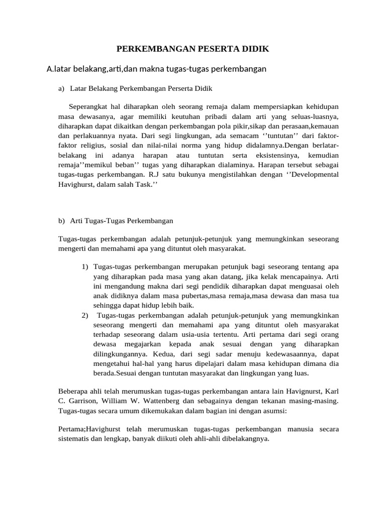 Perkembangan Peserta Didik | PDF