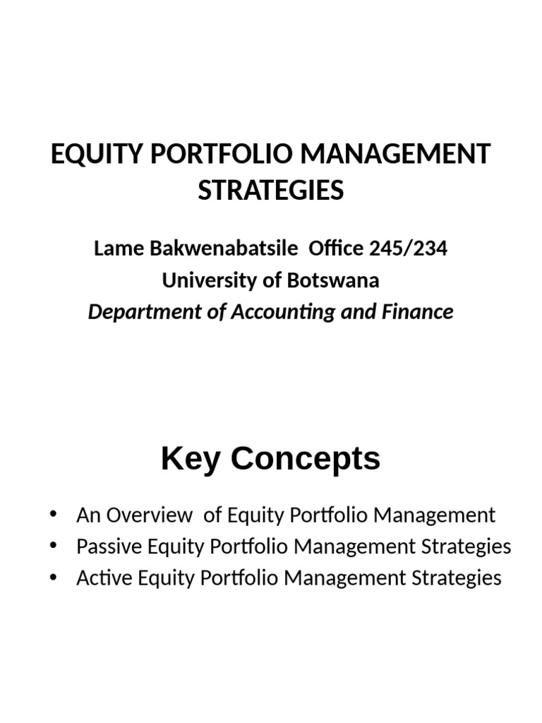 Lecture Equity Portfolio Management Strategies | PDF | Asset Allocation ...