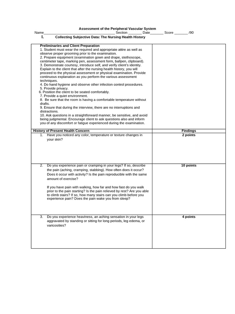 Peripheral Vascular Assessment Guide Pdf Human Leg Edema