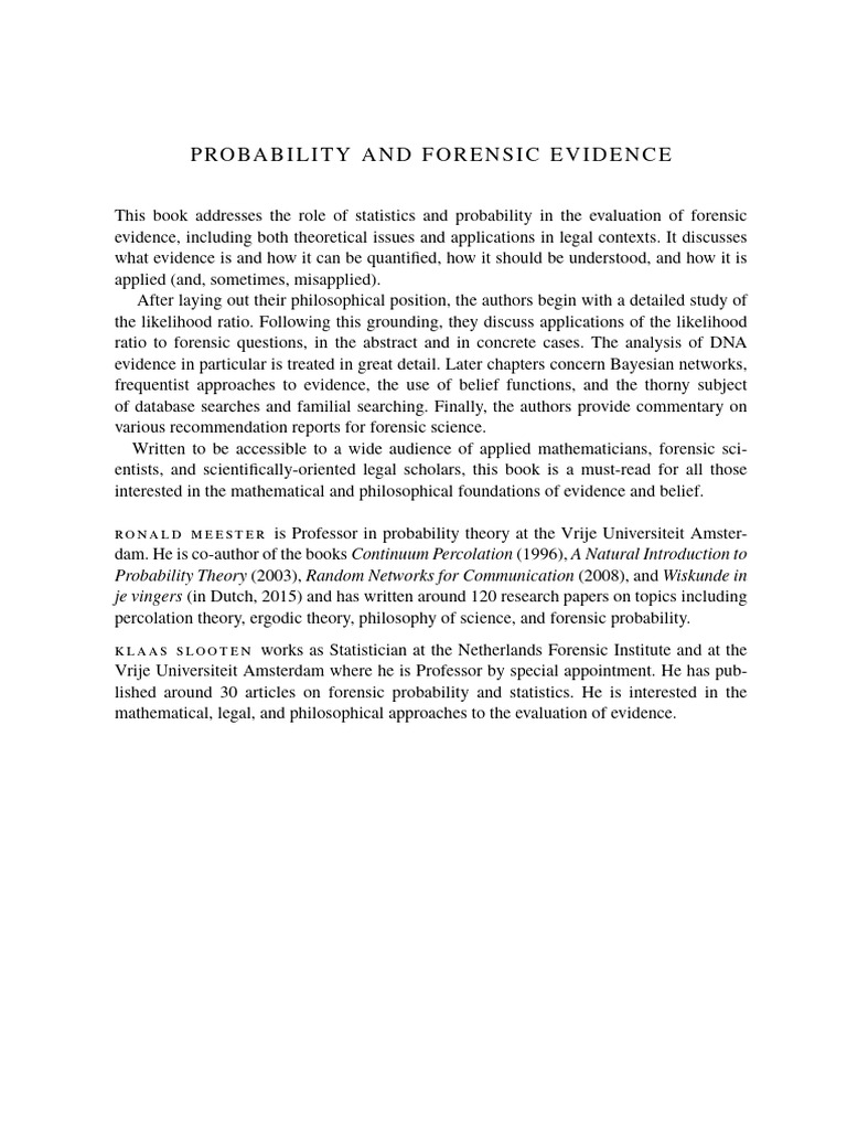 Forensic Probability and Statistic | PDF | Probability | Statistics