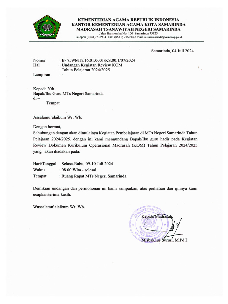 Surat Undangan Guru | PDF