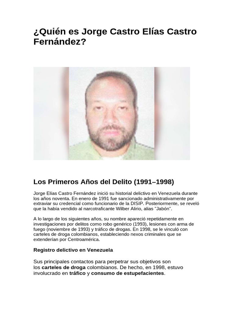 Jorge Elías Castro: Delincuencia y Difamación | PDF | Corrupción ...