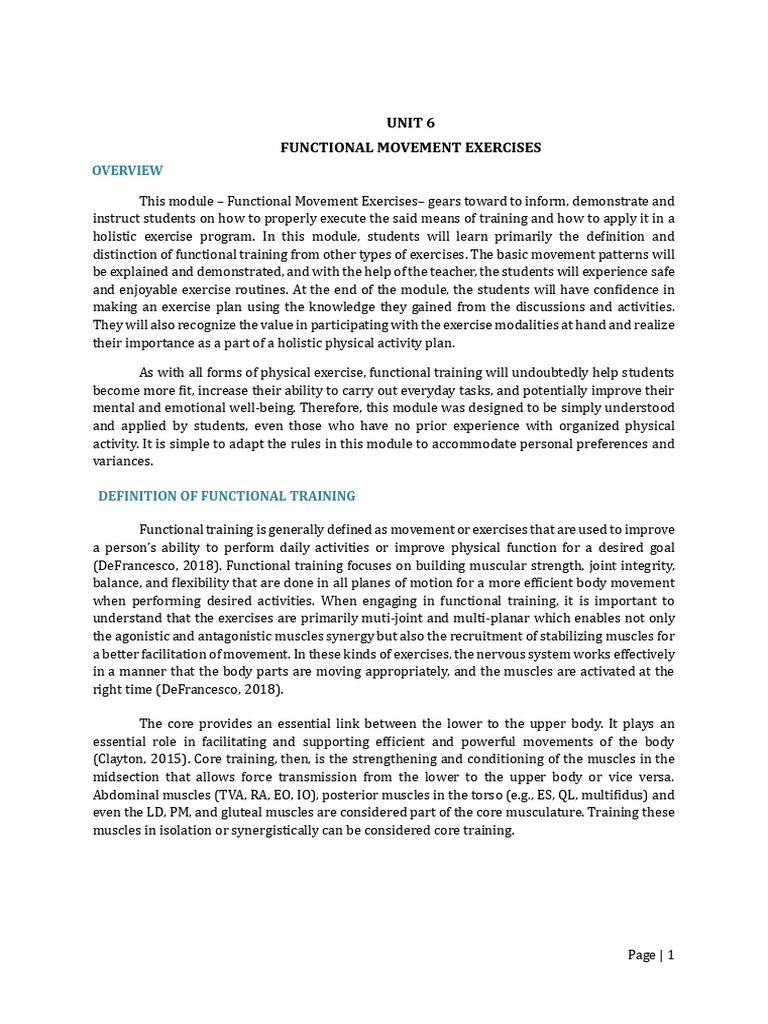 Functional Movement Exercise Guide | PDF | Anatomical Terms Of Motion ...