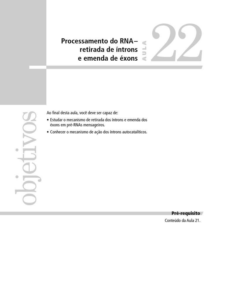 Retirada de Íntrons e Emenda de Éxons | PDF | RNA | Gene