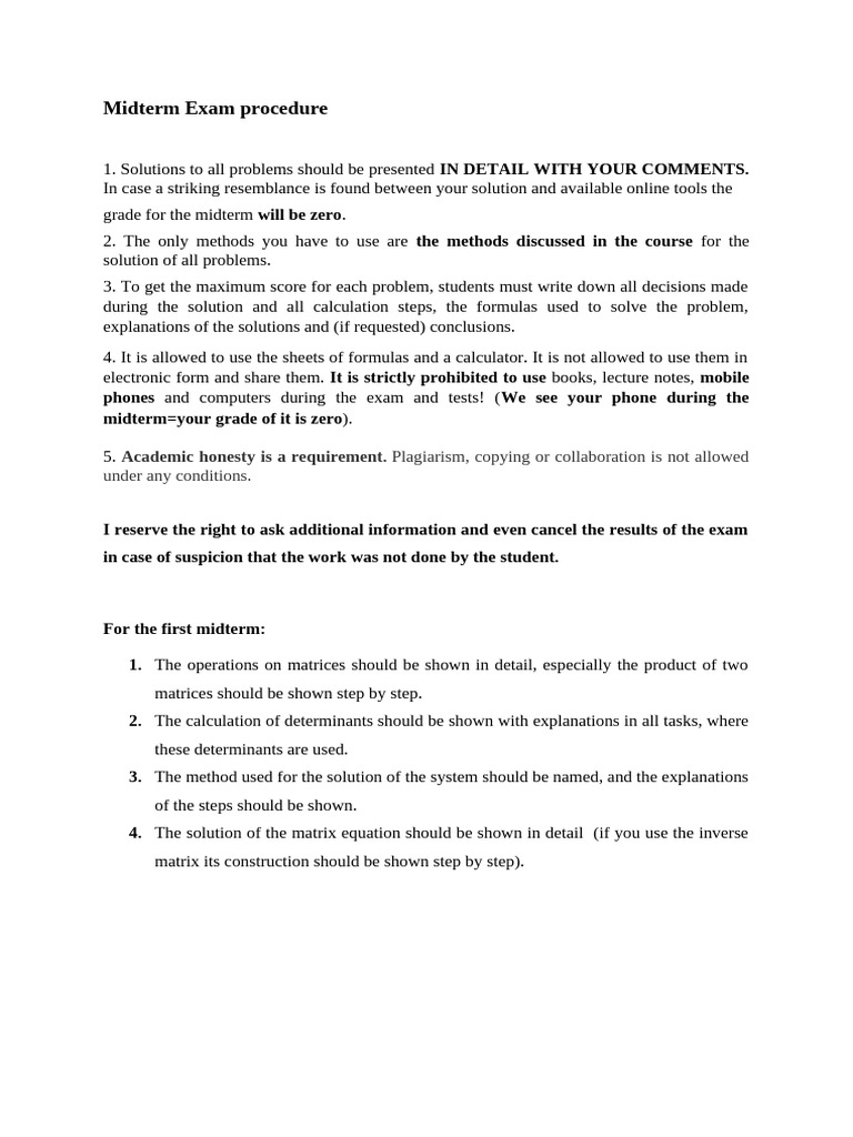 Midterm Exam Guidelines and Requirements | PDF
