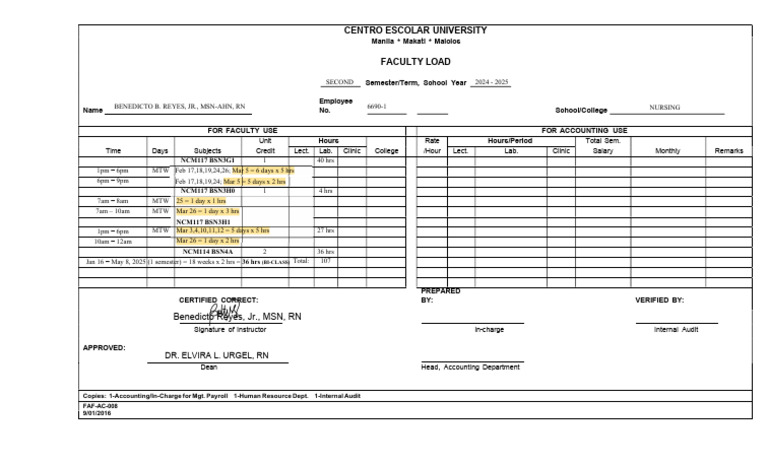 Faculty Load Page 3 Revised | PDF | Accounting | Business