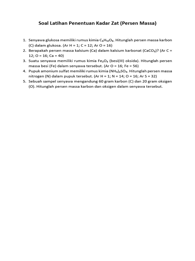 Soal Latihan Penentuan Kadar Zat | PDF