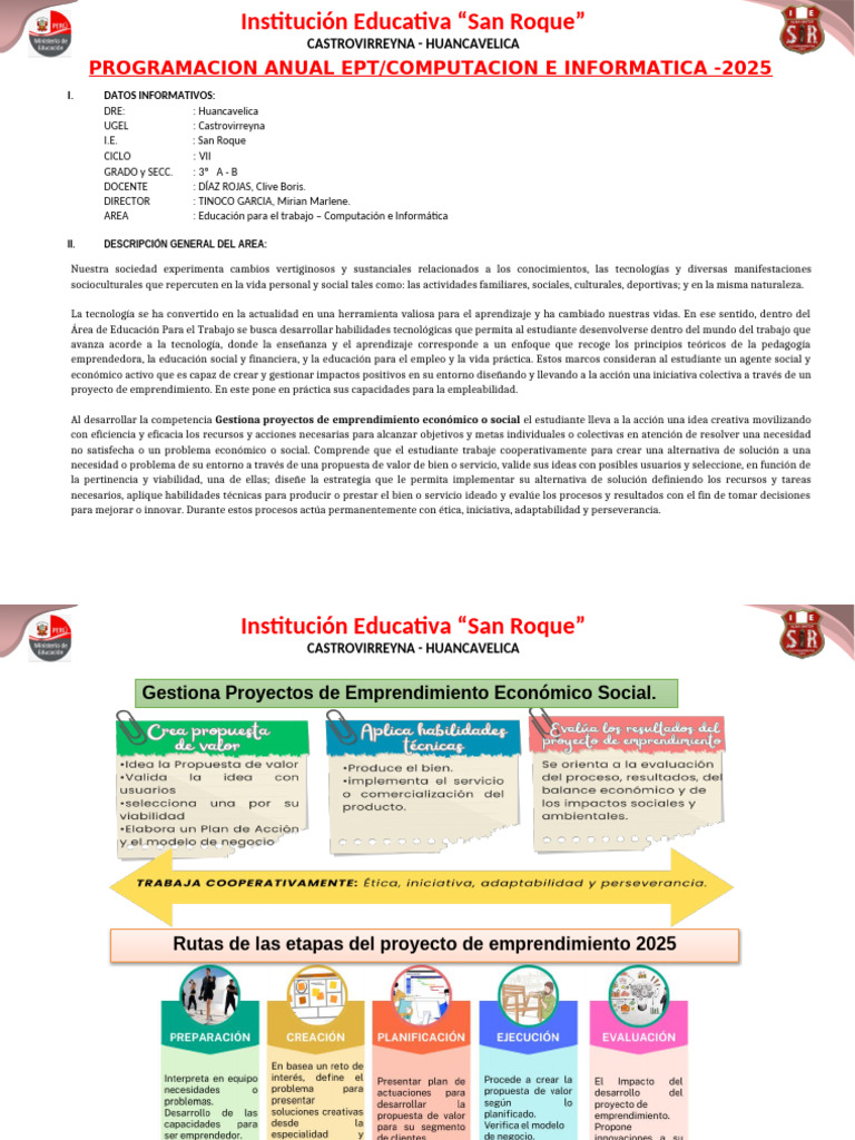 3° Programacion Anual Ept 2025 | PDF | Evaluación | Aprendizaje