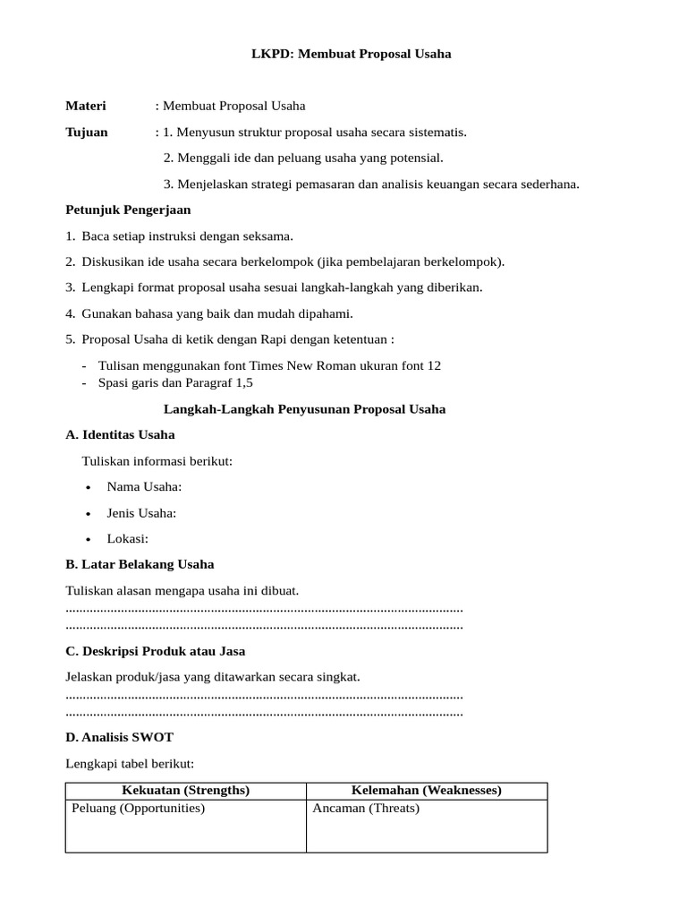 LKPD Proposal Usaha | PDF