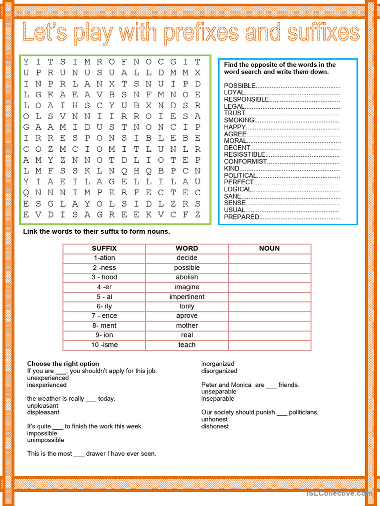 Wordformation - Let's Play With Prefixes and Suffixes | PDF ...