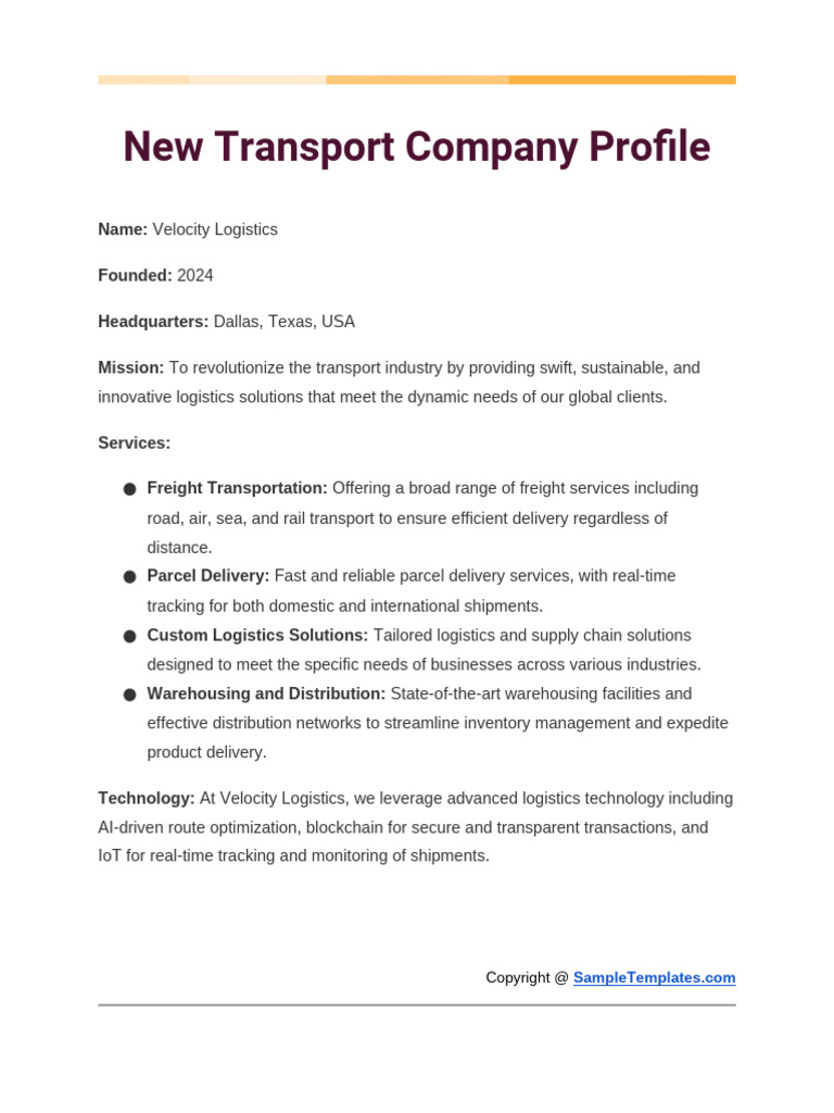 New Transport Company Profile | PDF