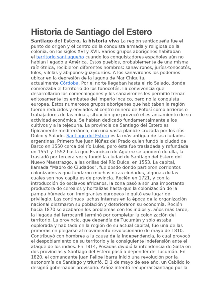 Historia de Santiago Del Estero | PDF