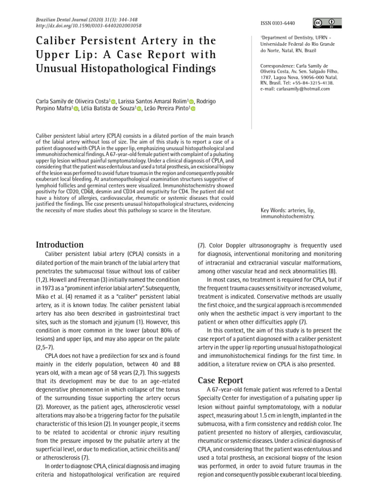 Case Study: Caliber Persistent Artery | PDF | Lymphatic System | Lymphocyte