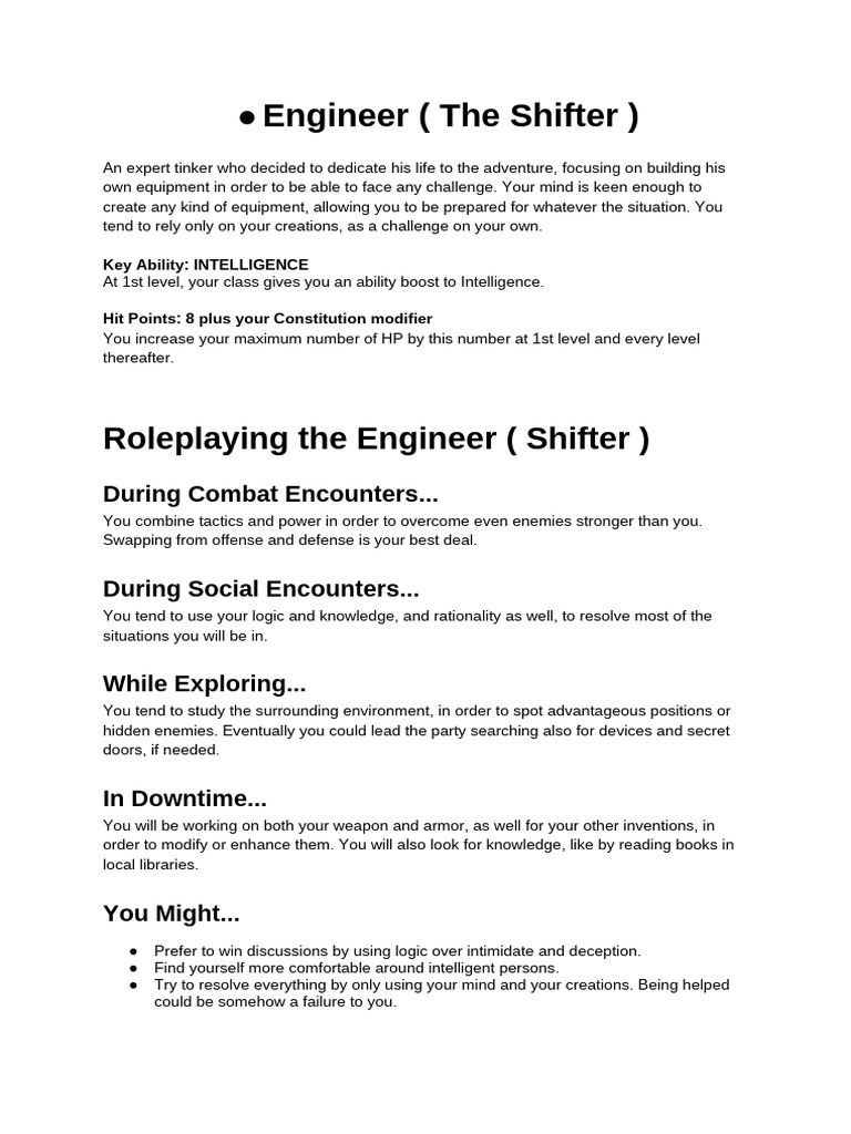 Engineer - The Shifter | PDF