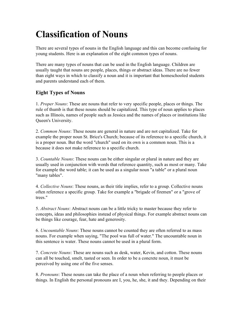 Classification of Nouns | PDF | Noun | Grammatical Number