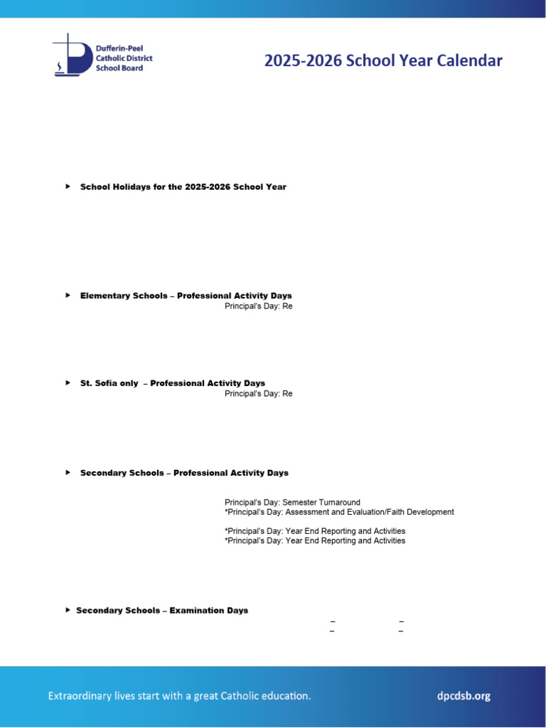 2025-2026 School Year Calendar | PDF