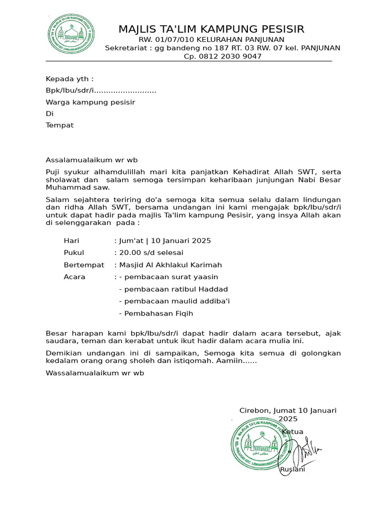 Undangan Yasinan | PDF
