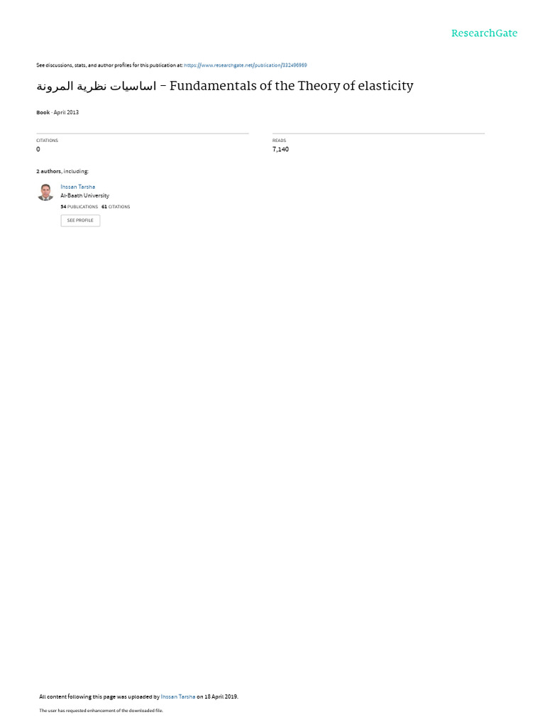 Fundamentals of The Theory of Elasticity | PDF