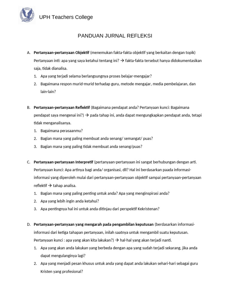 Reflective Journal Guidelines-Indonesian Version | PDF