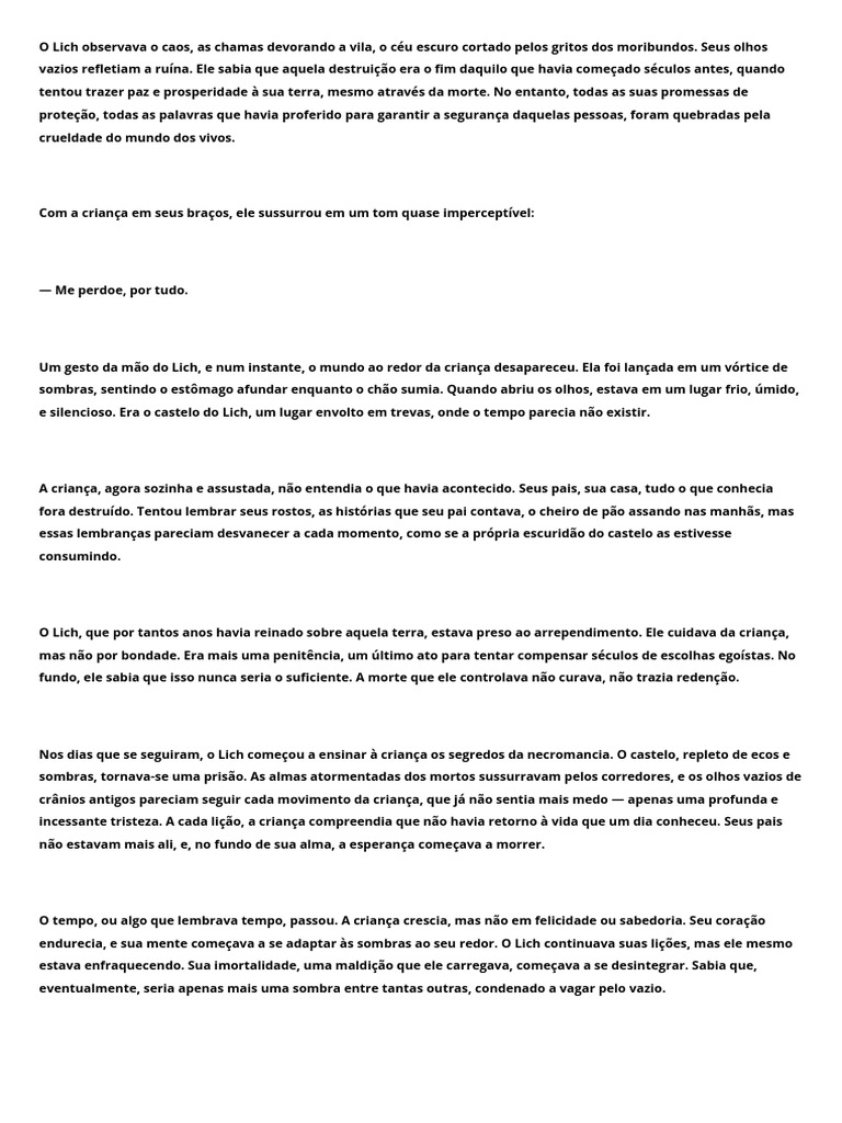 O Lich observava o caos, as chamas devorando a vila, o céu escuro cortado p_20240913_094623_0000 ...