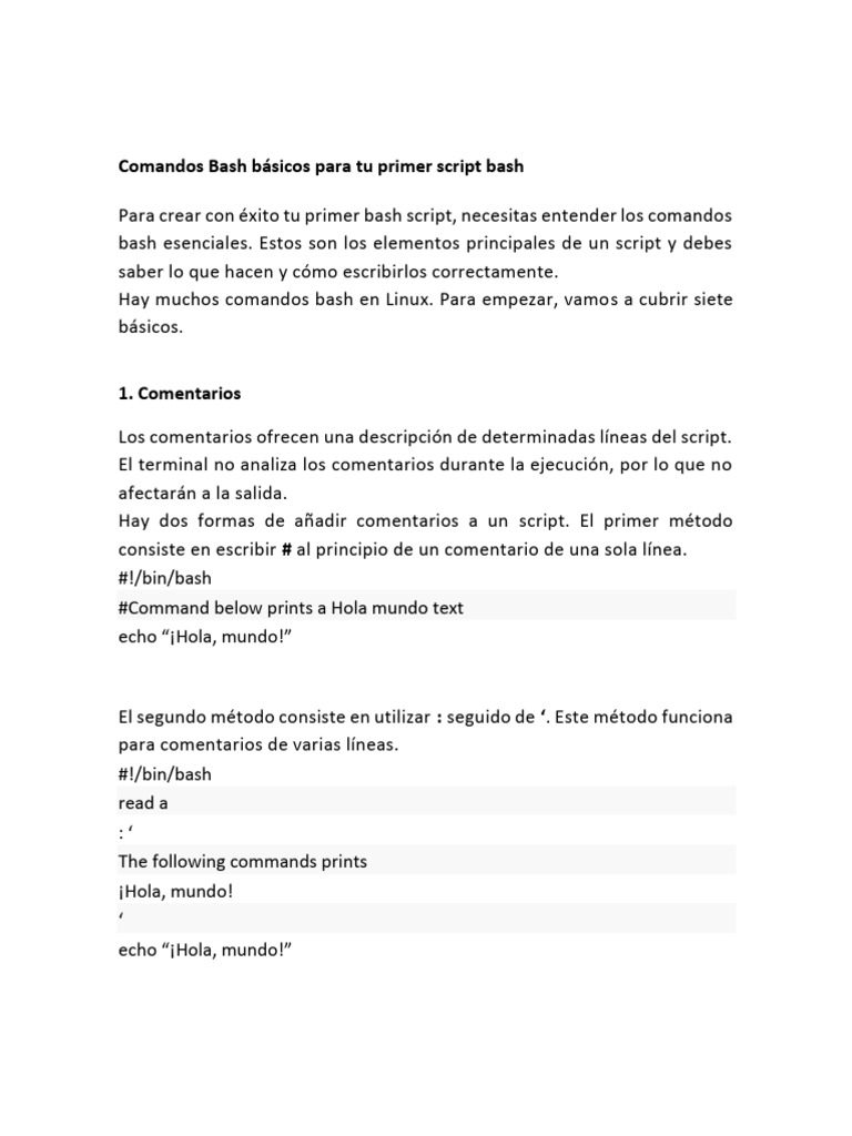 Comandos Bash - Scripts | PDF | Archivo de computadora | Interfaz de línea de comando