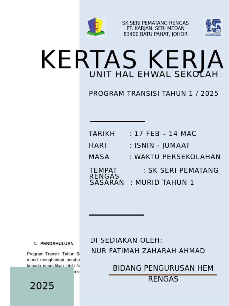 Kertas Kerja Transisi T1 2025 | PDF