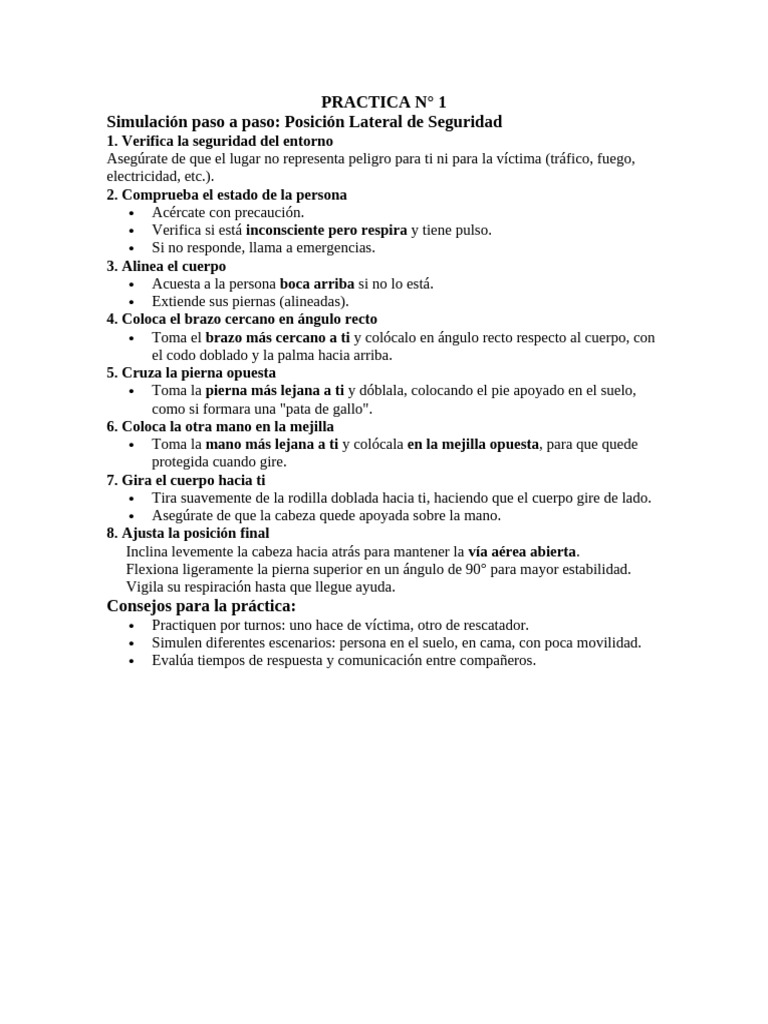 Posición Lateral de Seguridad: Guía Práctica | PDF