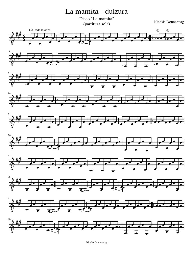 La - Mamita - Dulzura - Partitura Sola - Nicolás Donnerstag - Disco La ...