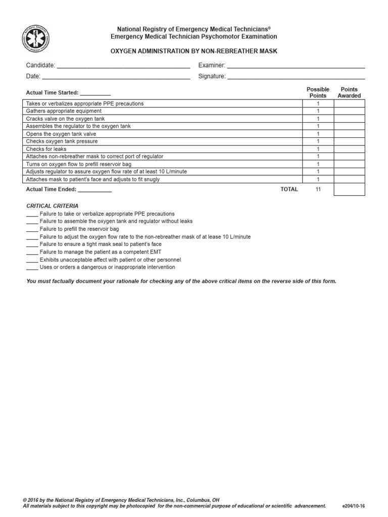 NREMT- Oxygen Administration (1) | PDF | Emergency Medical Technician ...