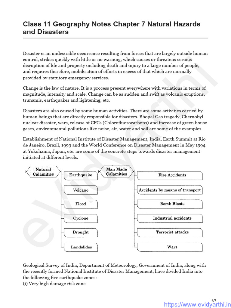Notes Chapter 7 Natural Hazards and Disasters | PDF | Natural Disasters ...