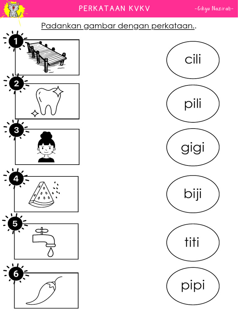 Lembaran KVKV I Padankan Perkataan Dengan Gambar | PDF