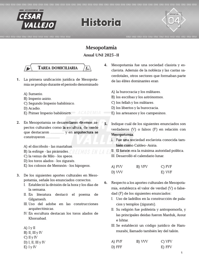 HI ACV Dom Sem04 | PDF | Mesopotamia