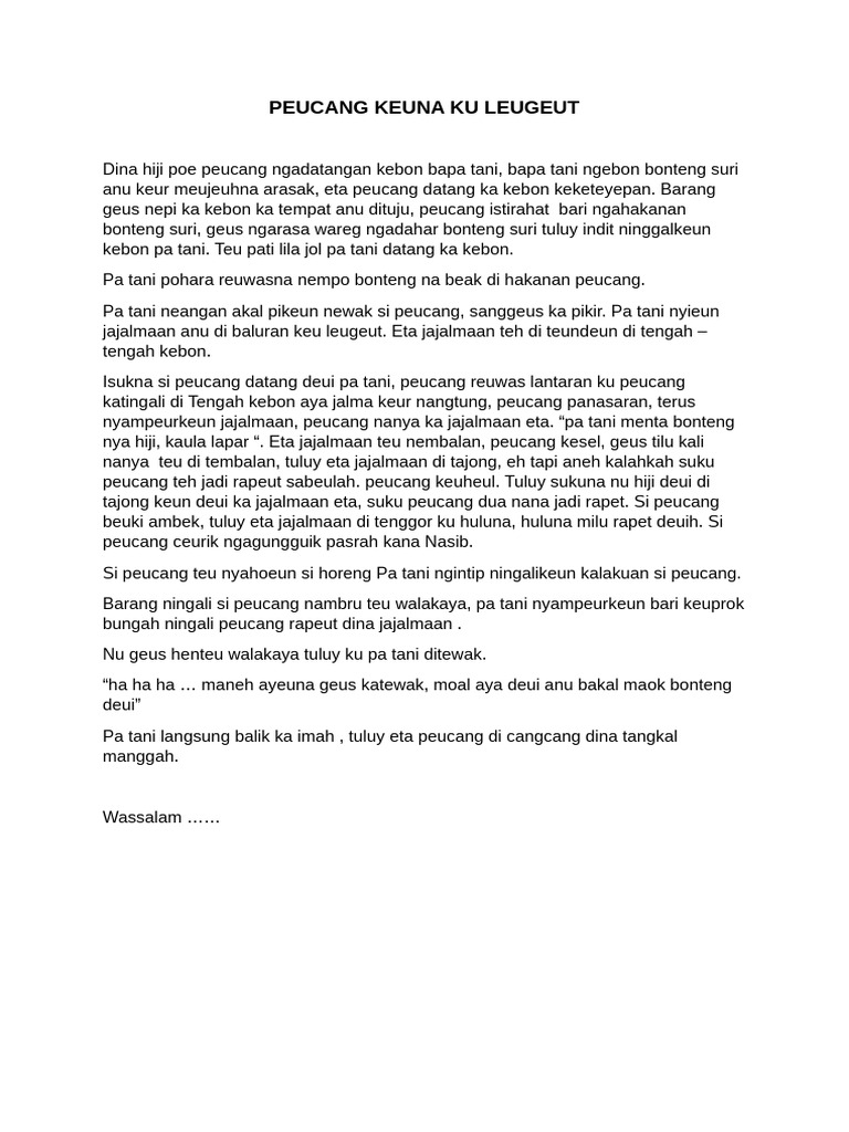 Peucang Keuna Ku Leugeut | PDF