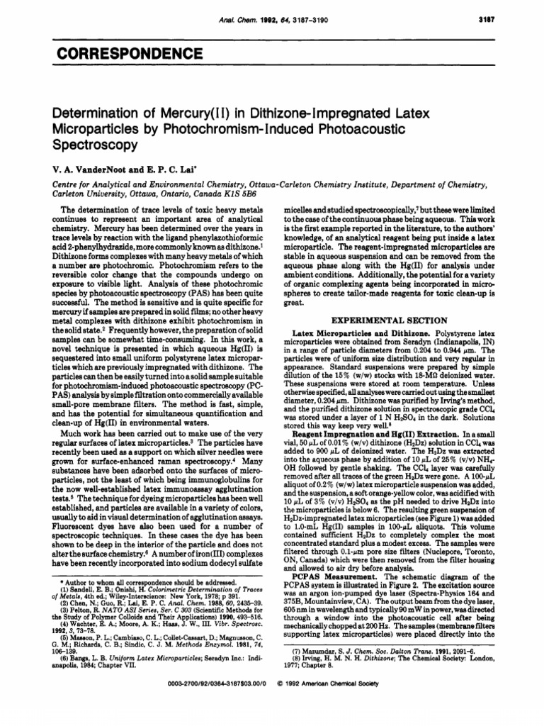 Determination of Mercury (II) in Dithizone-Impregnated | PDF | Mercury ...