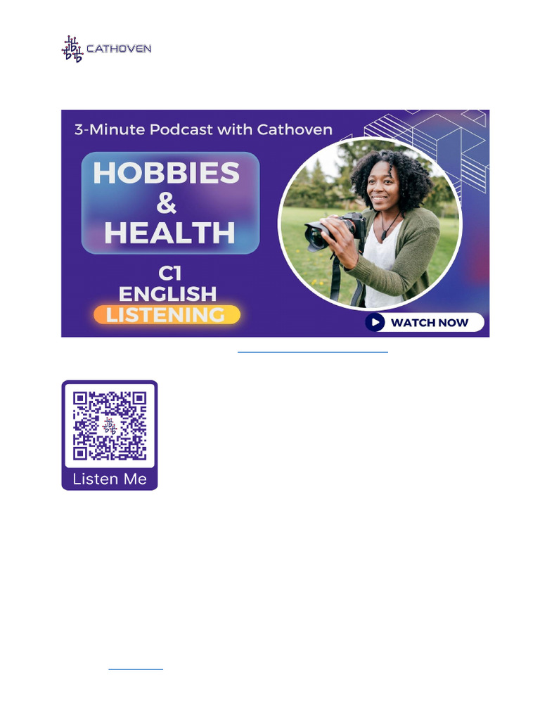 Listening Lesson Hobbies and Health C1 Advanced | PDF | Psychological ...