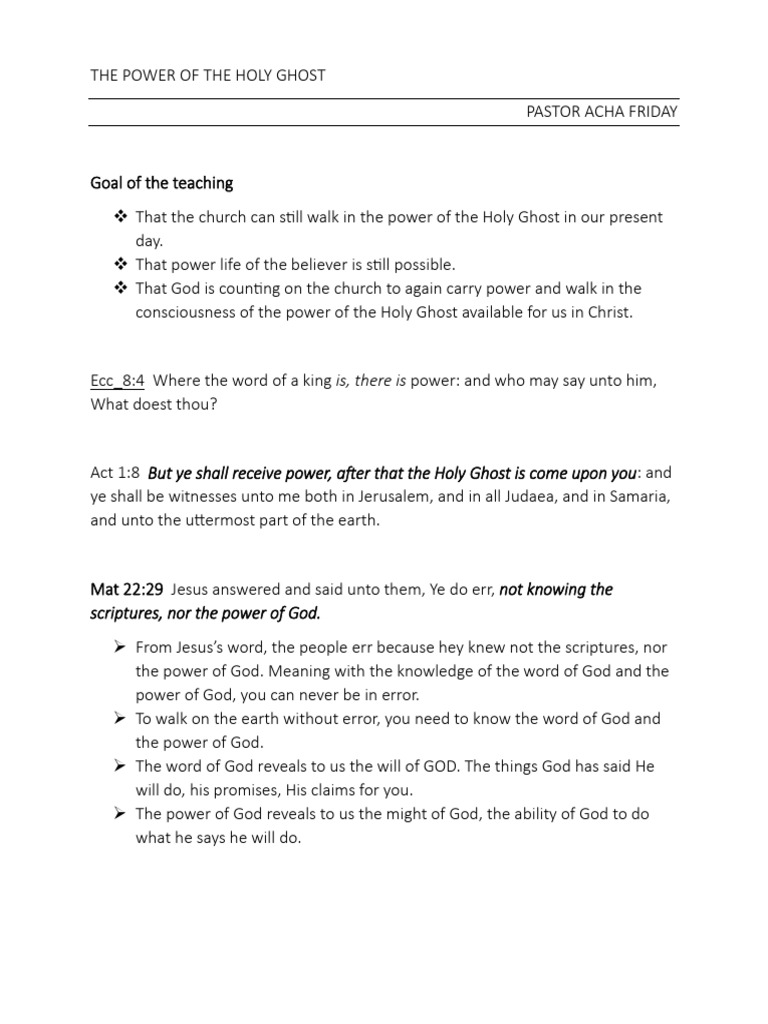 Empowered by the Holy Ghost | PDF | Prayer | Jesus