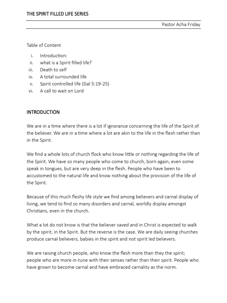 Understanding the Spirit-Filled Life | PDF | Baptism With The Holy ...