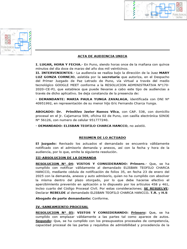 Exp. 02982-2024-0-2101-JP-FC-01 - Resolución - 16726-2025 | PDF ...