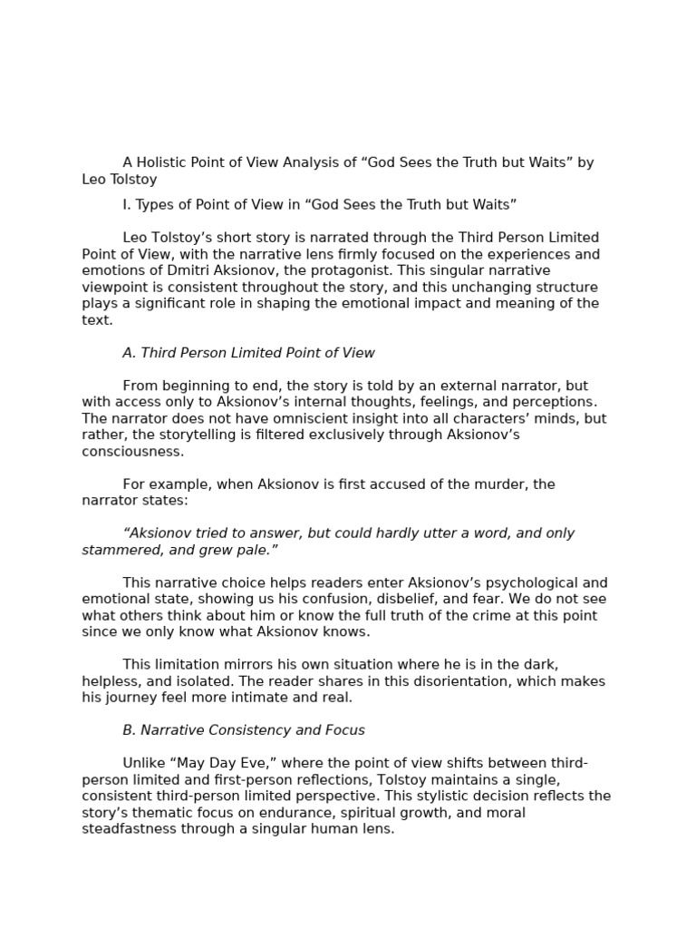 God Sees The Truth But Waits | PDF | Narration | Narrative