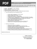 CS Form No. 212 Attachment Work Experience Sheet Sample | PDF