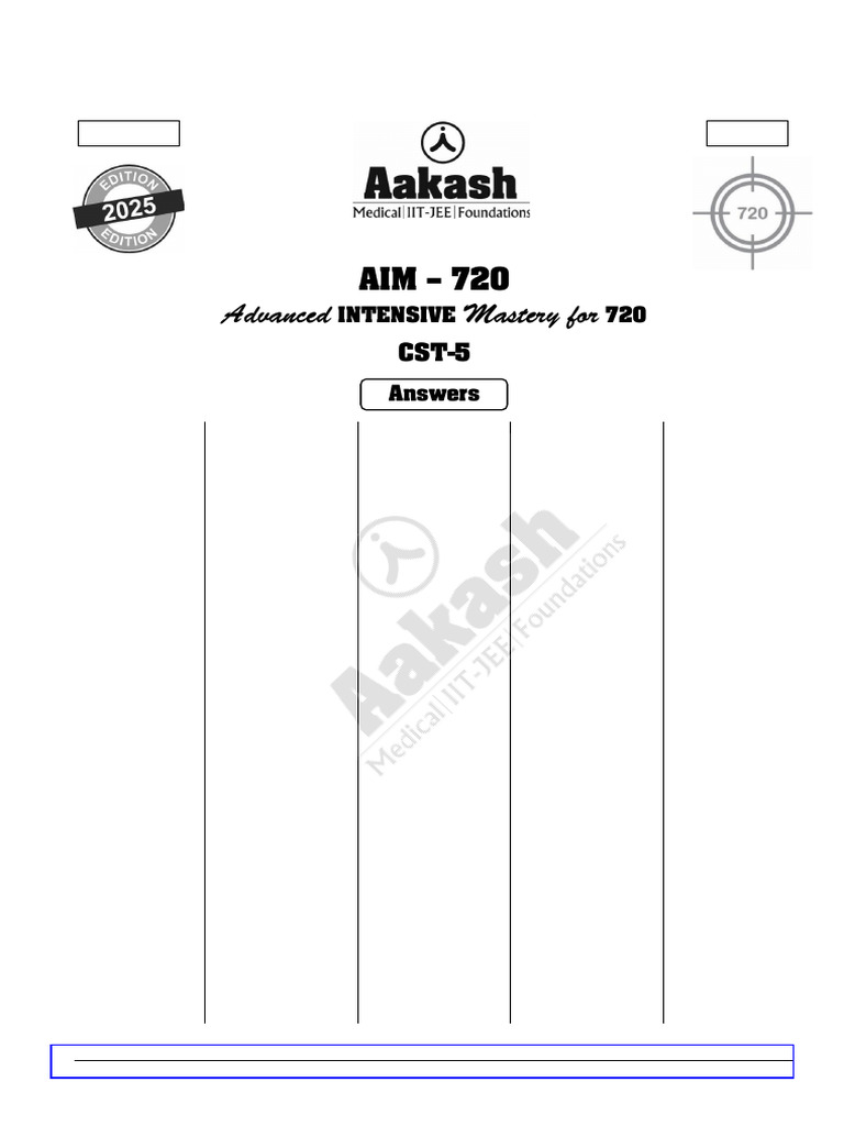 NEET 2025 AIM 720 Program Solutions | PDF | Skeletal Muscle | Cell ...