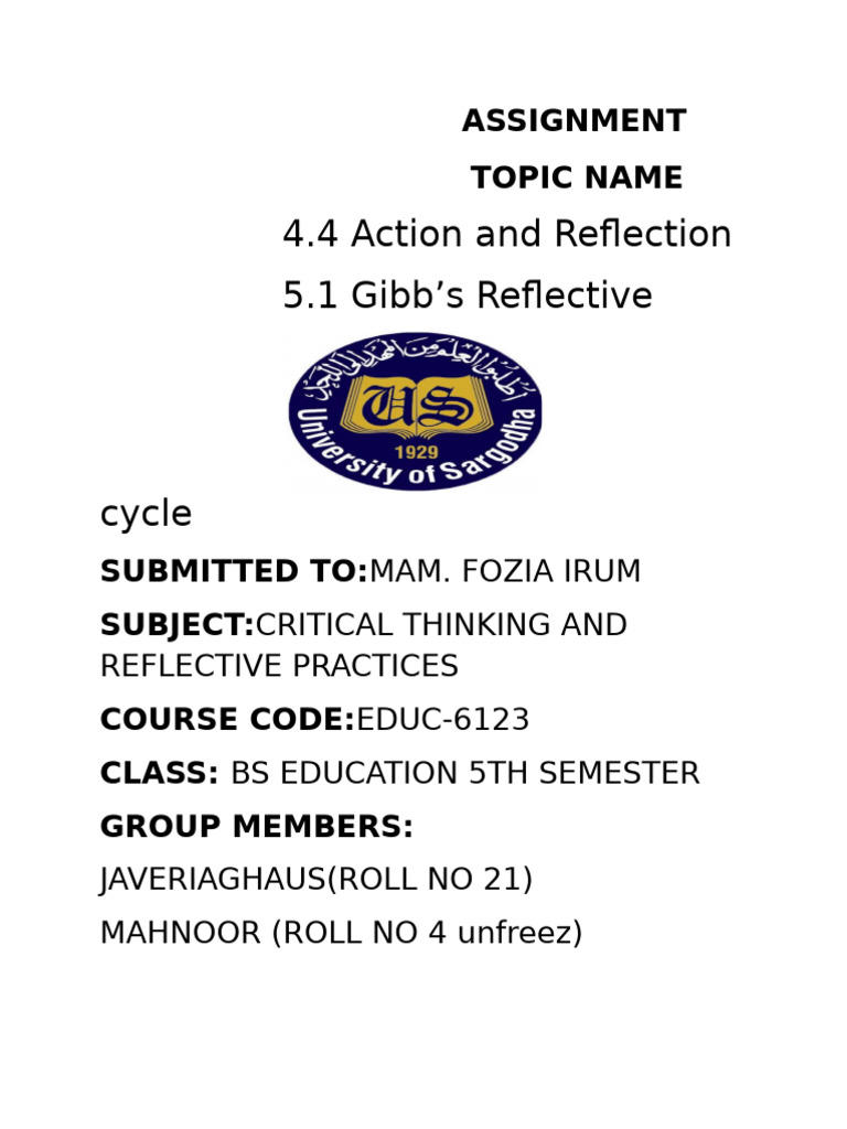 Action and Reflection Gibb's Reflective Cycle | PDF | Reflective ...
