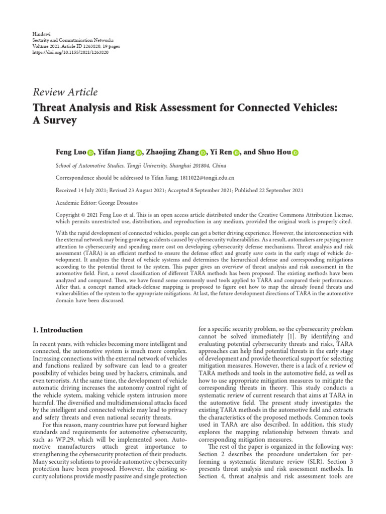 Threat Analysis and Risk Assessment For Connected | PDF | Risk ...