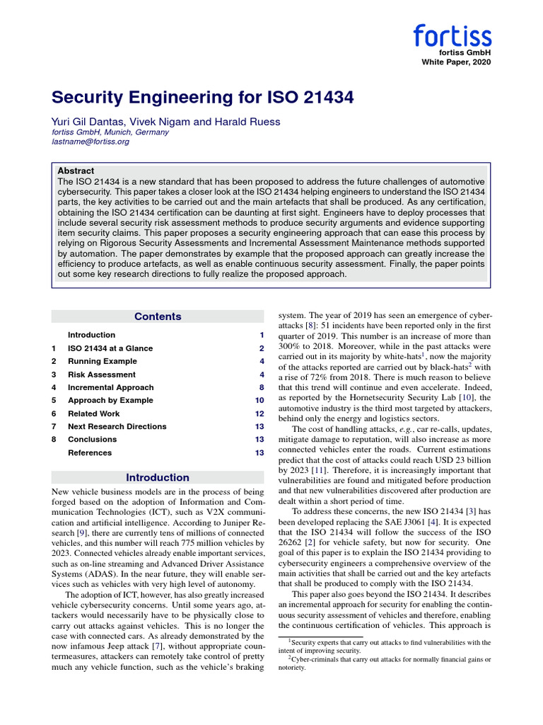 Security Engineering For ISO 21434 | PDF | Computer Security | Security