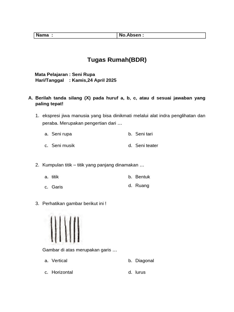 Tugas Seni Rupa kelas 1 | PDF